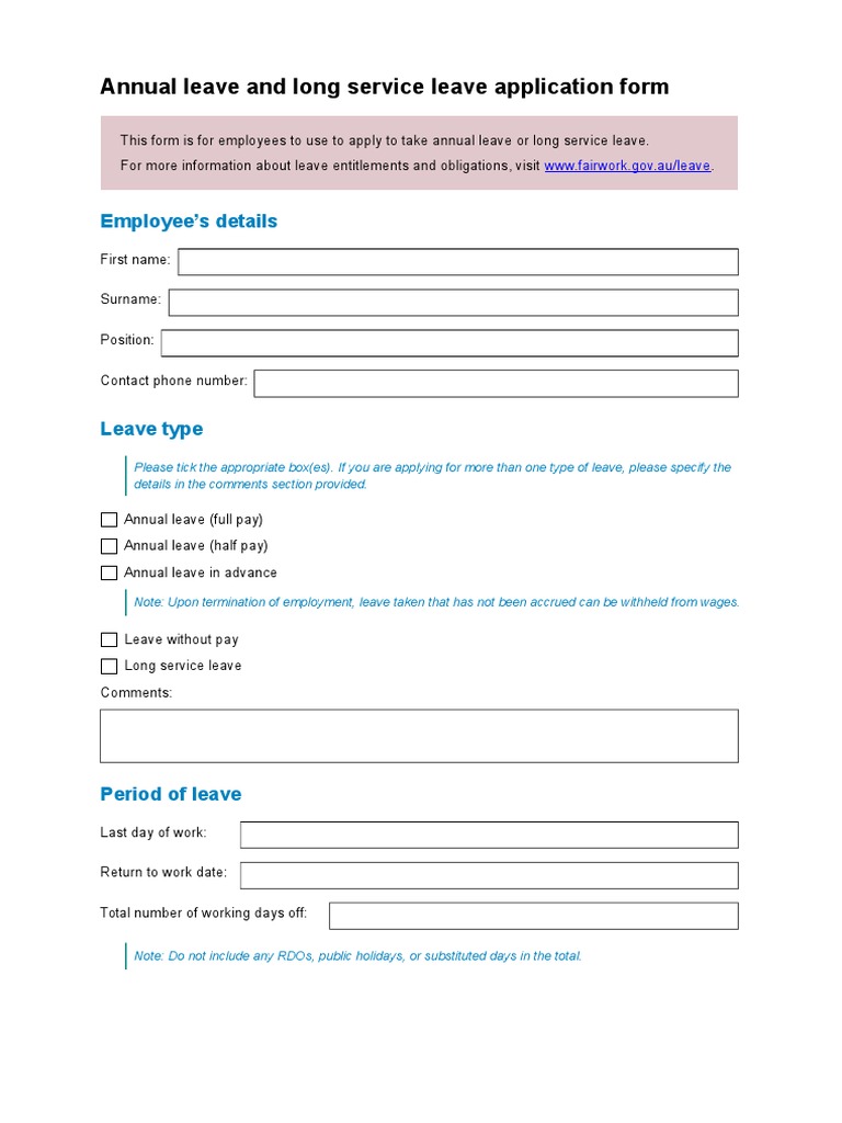 Leave Application Form | PDF | Finance & Money Management