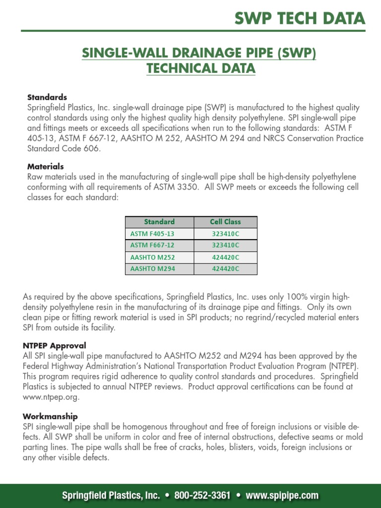 Corrugated Pipe Single Wall Technical Specification | PDF | Pipe (Fluid ...