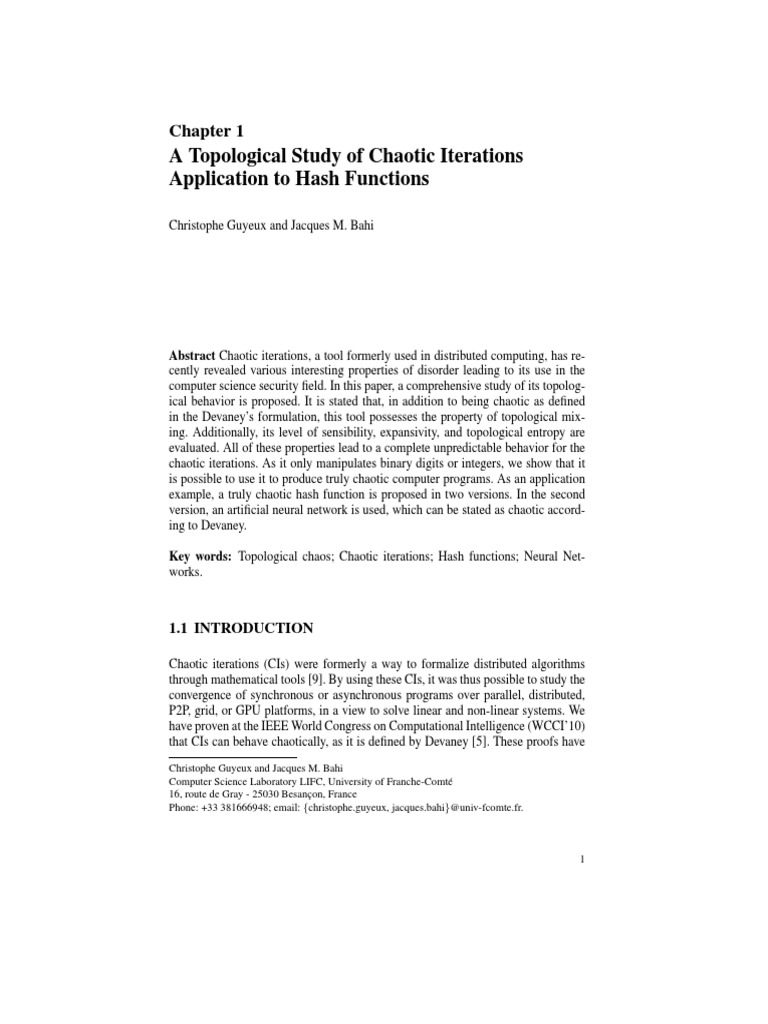 A Topological Study of Chaotic Iterations Application To Hash Functions ...