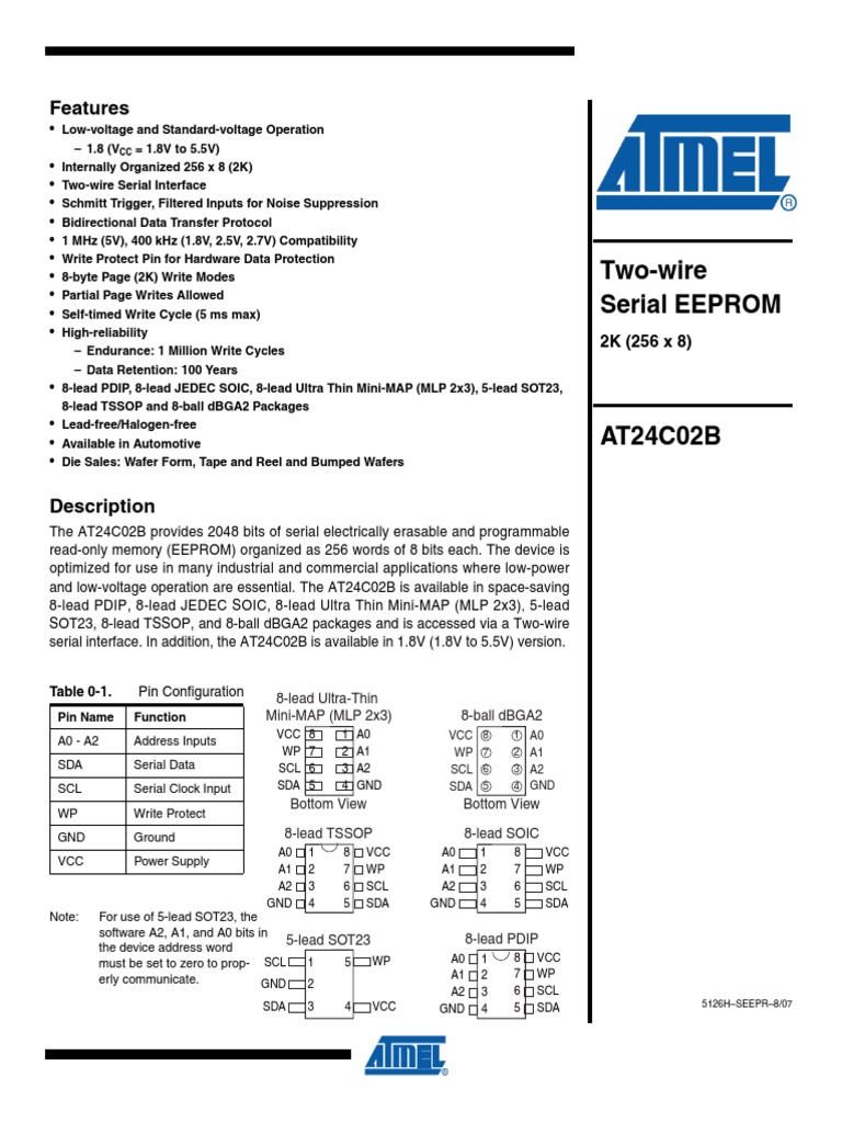Atmel 24C02 | PDF | Microcontroller | Electronic Engineering