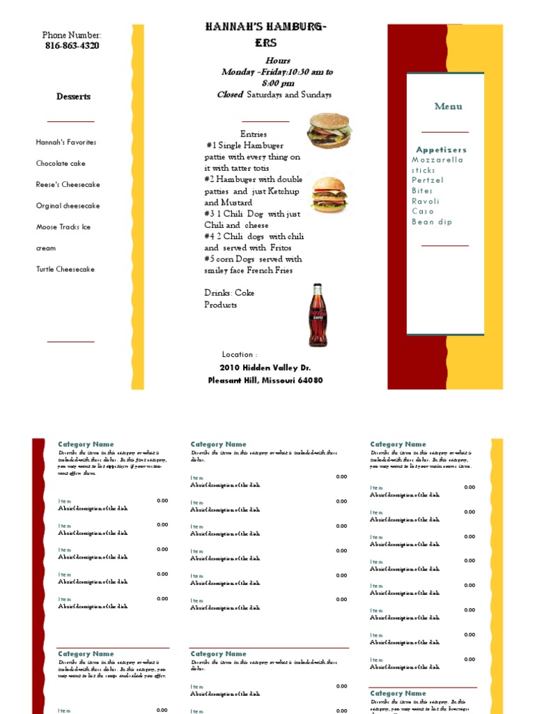 Menu | PDF | Hamburgers | Cuisine