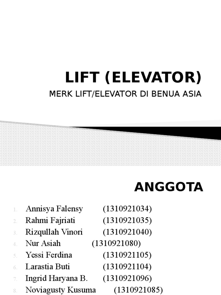 Jenis dan Merek Lift di Asia | PDF | Griya & Taman | Teknologi & Rekayasa