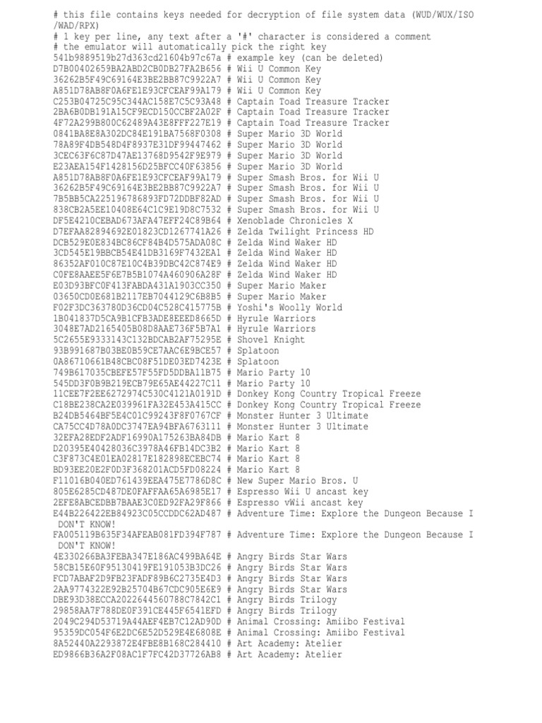Wii U and Nintendo Switch decryption keys document | PDF | The Legend Of Zelda | Video Game ...