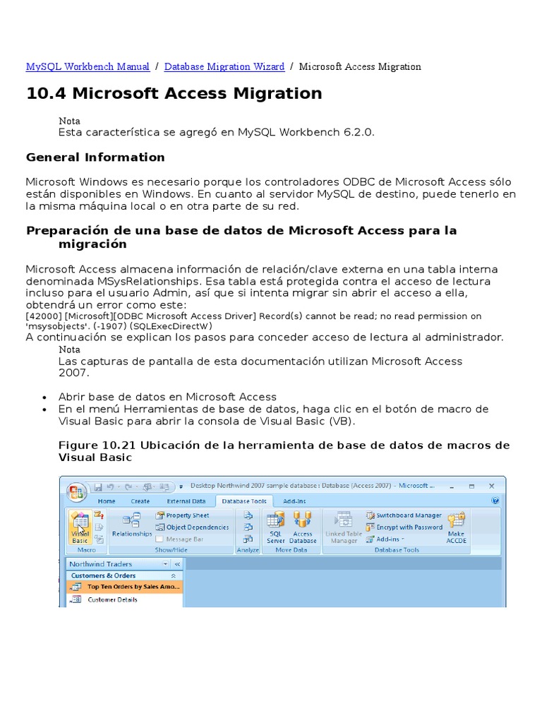 Mysql Workbench Microsoft Access Migration Pdf Mi Sql Tabla Base De Datos