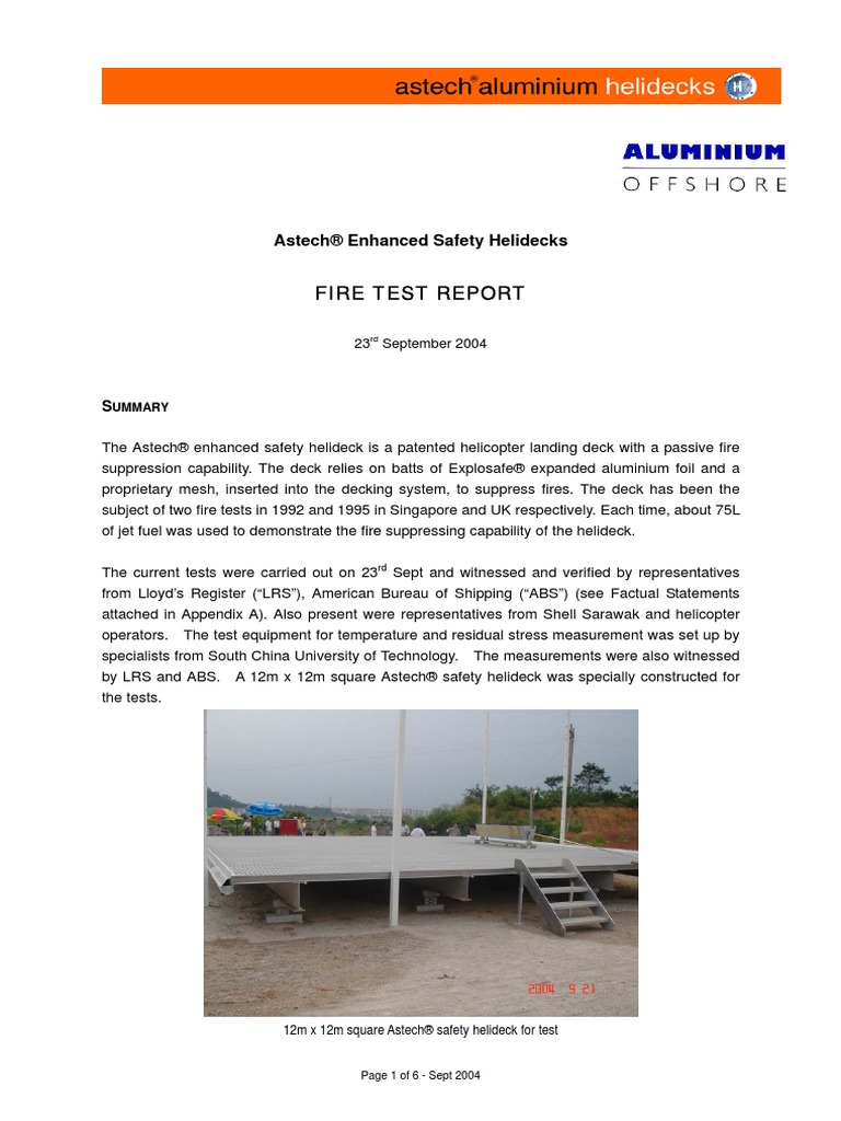 Fire Test Report | PDF | Yield (Engineering) | Firefighting