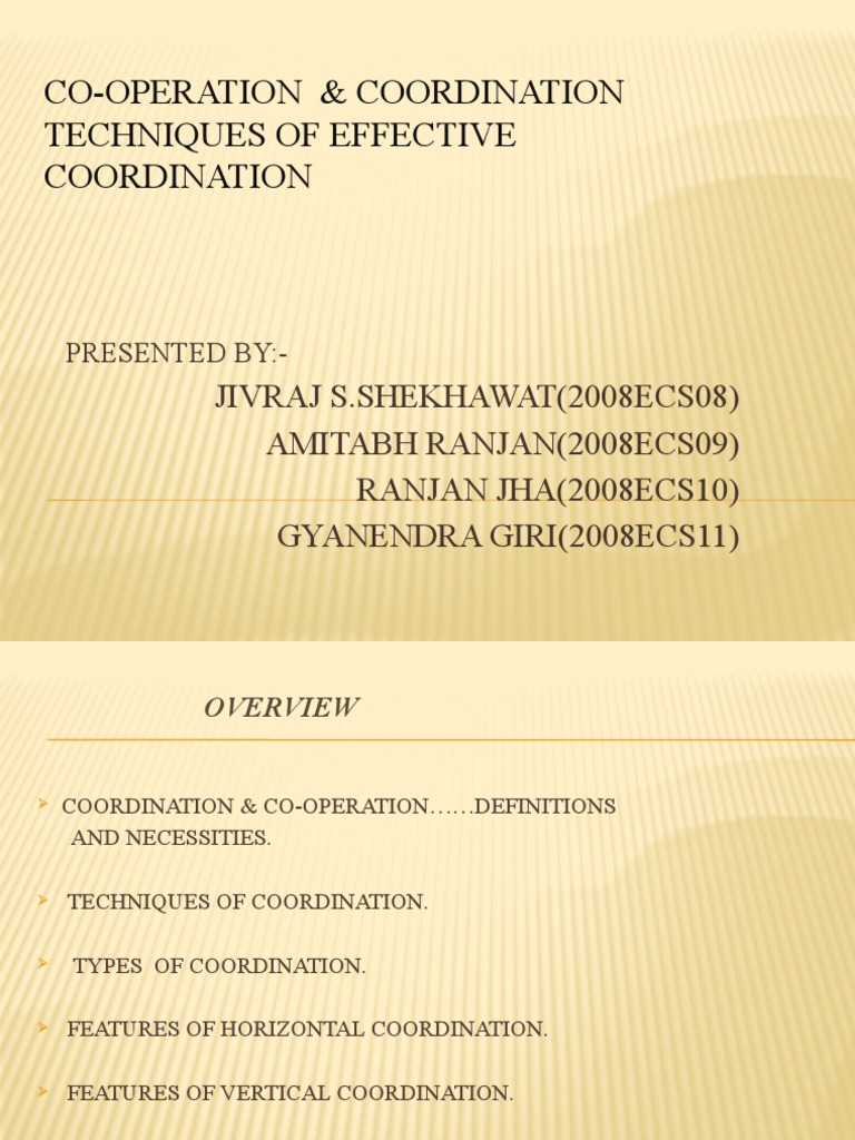Co-Operation & Coordination Techniques of Effective Coordination | PDF | Engineering