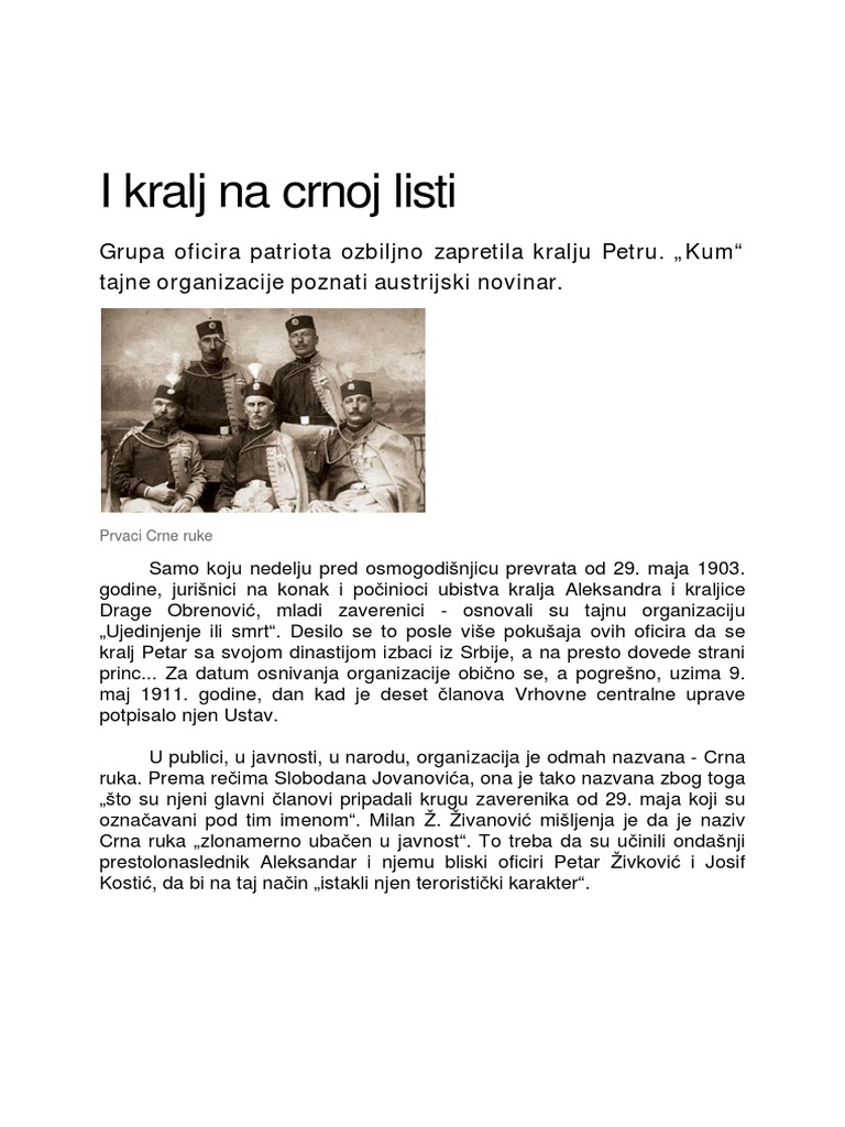 Crna Ruka Na Nišanu Pravde - Feljton | PDF