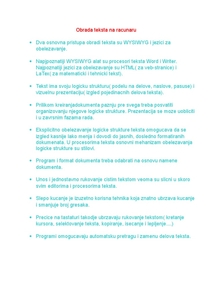 Obrada Teksta Na Racunaru | PDF