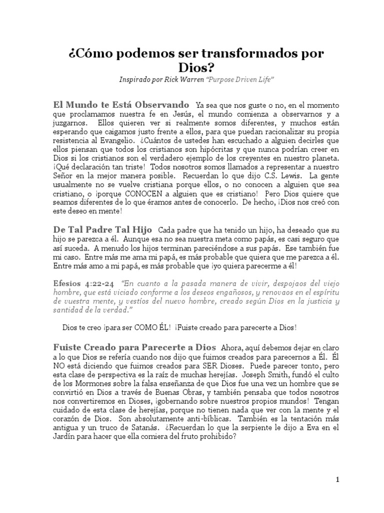 Como Podemos Ser Transformados Por Dios 1 | PDF | Cristo (título) | Jesús