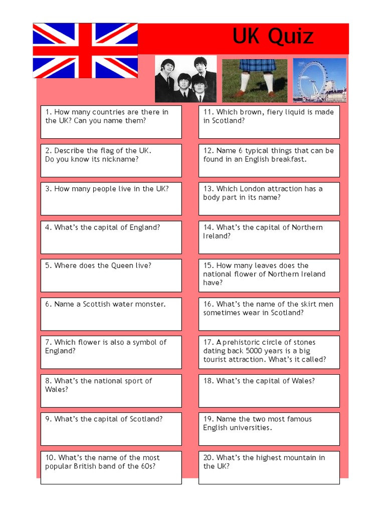 Quiz Uk Trivia | PDF | United Kingdom | Scotland