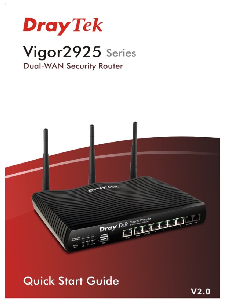 Vigor2925 Series Quick Start Guide | PDF | Wireless Lan | Computer Network