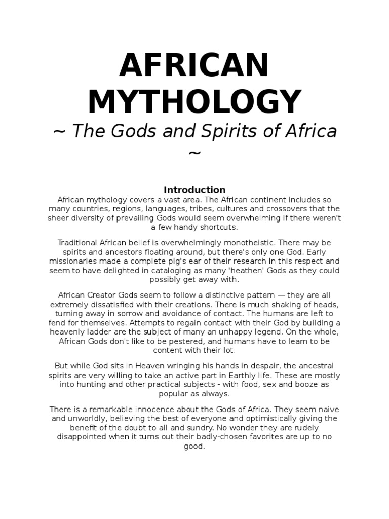 African Mythology | Anansi | Religion And Belief