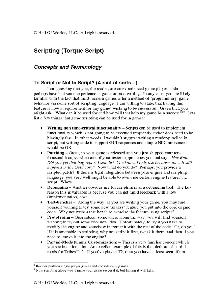 Scripting (Torque Script) : Concepts and Terminology | PDF | C++ | Command Line Interface