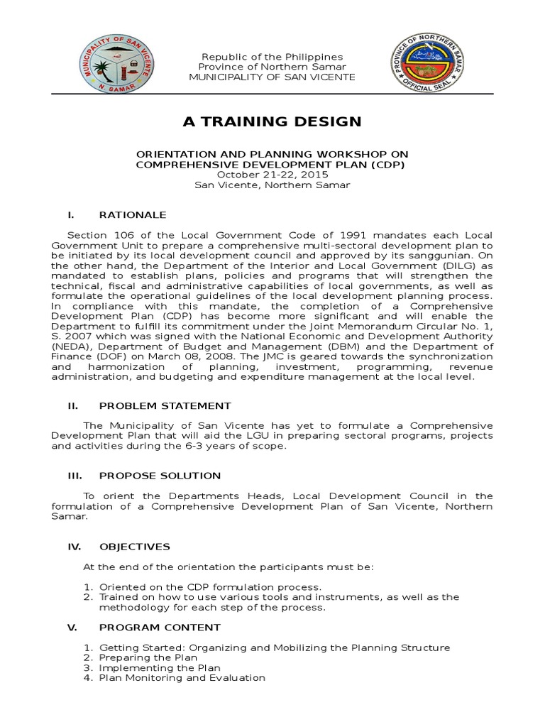 Training Design CDP Orientation | PDF | Local Government | Government