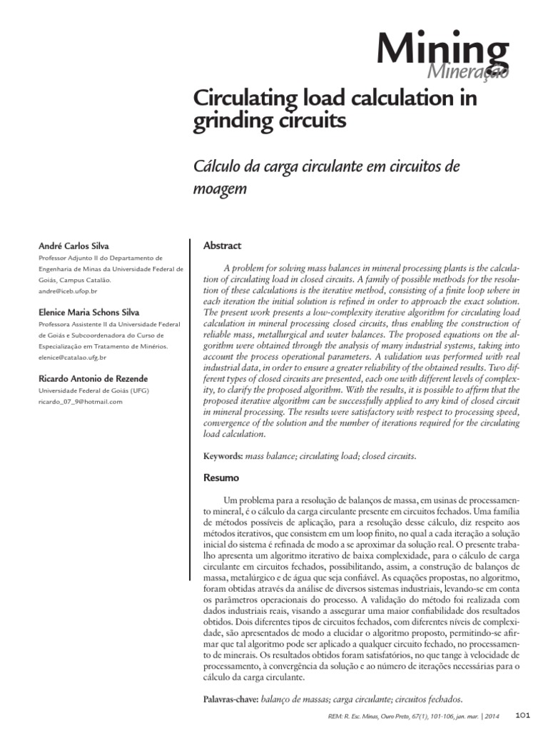 Circulating Load Calculation in Grinding Circuits PDF | PDF