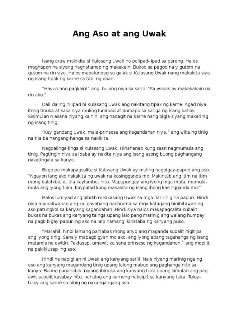 Ang Aso at Ang Uwak | PDF