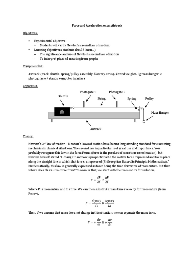Force and Acceleration on the Air Track | Newton's Laws Of Motion | Force