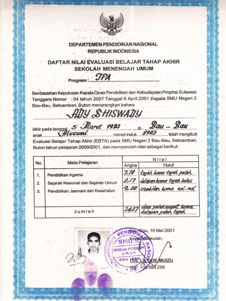 Ijazah Ebta Smu | PDF