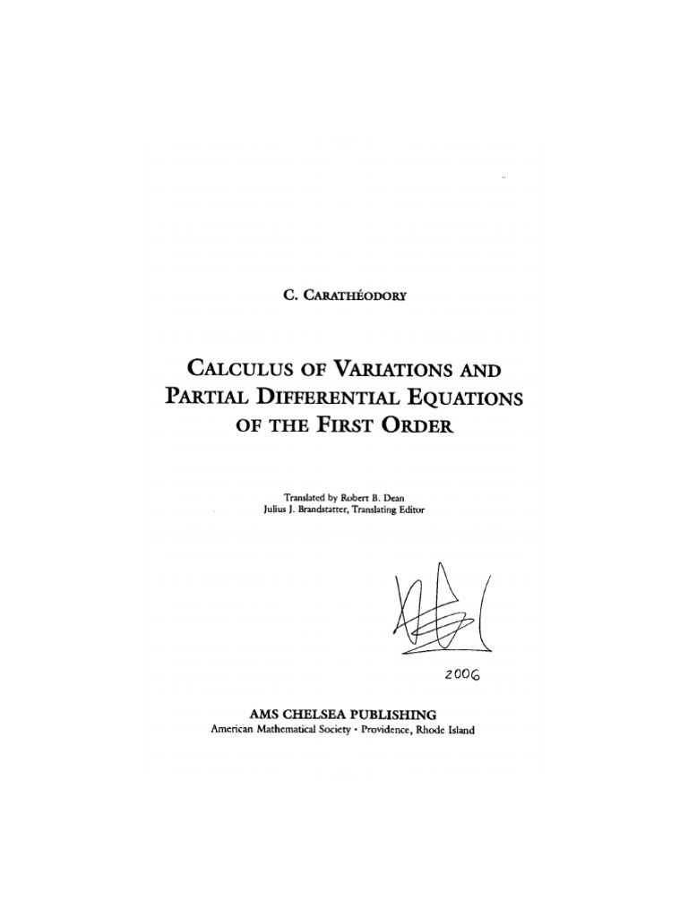 Caratheodory, Calculus of Variations and Partial Differential Equations ...