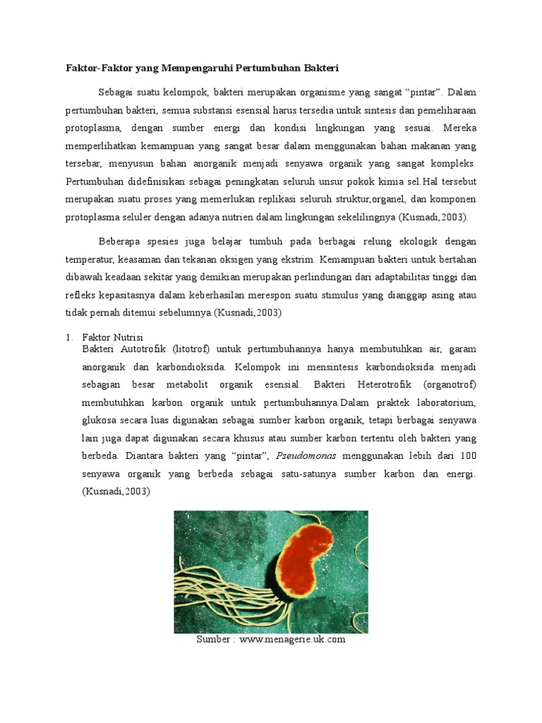 Faktor Pertumbuhan Bakteri | PDF