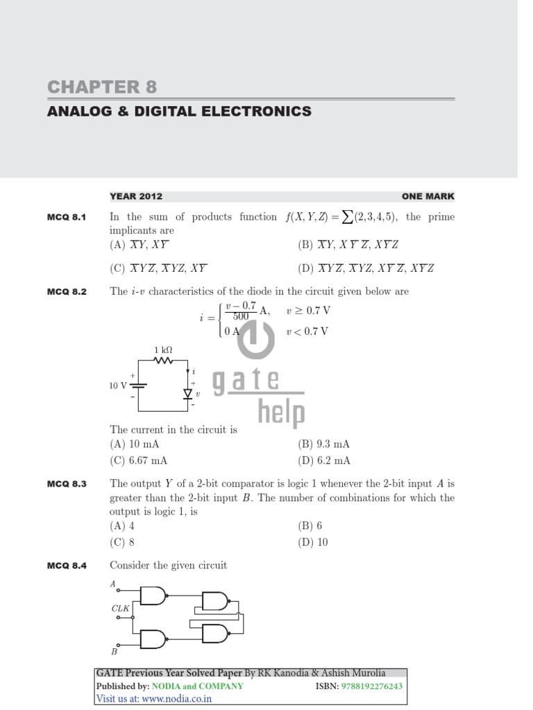 GATE Electronics MCQs Guide | PDF | Electronic Circuits | Operational Amplifier