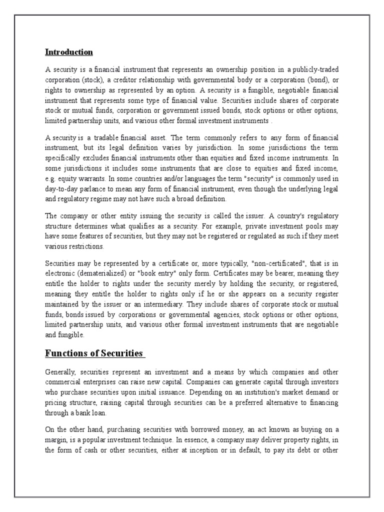 Kinds of Securities | PDF | Securities (Finance) | Stocks