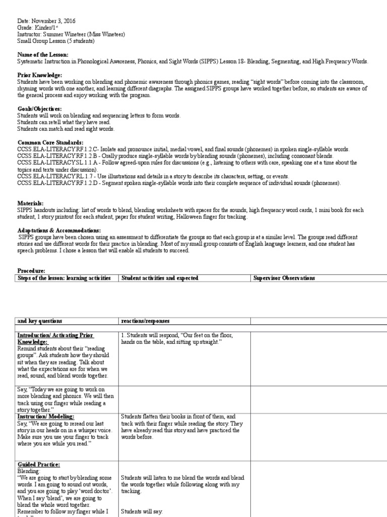 Observation 2 Phonics Lesson | PDF | Phonics | Pedagogy
