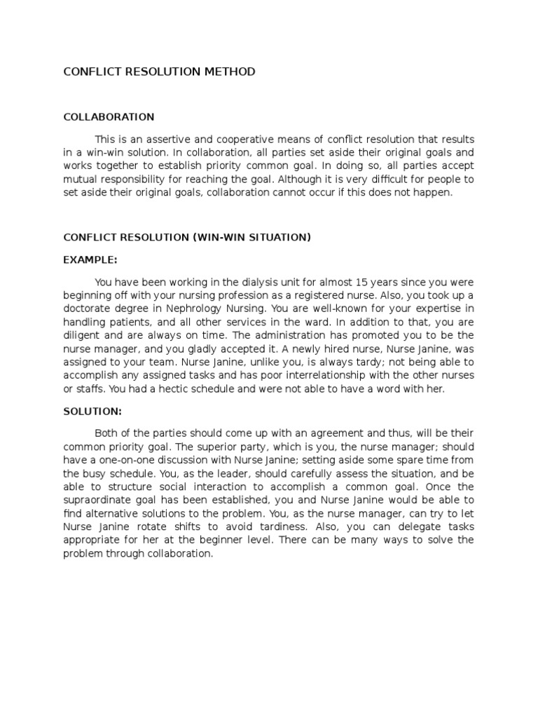 Conflict Resolution Method | PDF