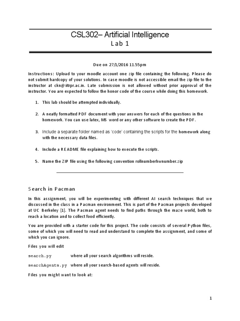 Berkeley AI Pacman Lab Assignment | PDF | Applied Mathematics ...