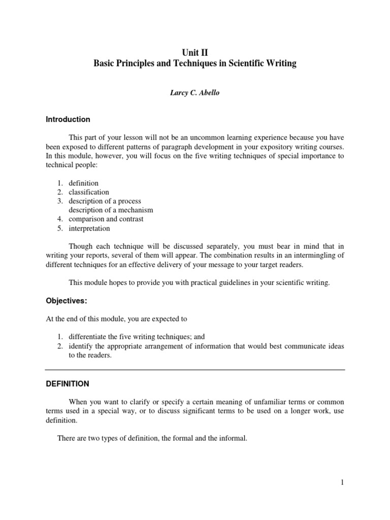 C - Unit 2 - Techniques in Sci Writing | PDF | Science & Mathematics