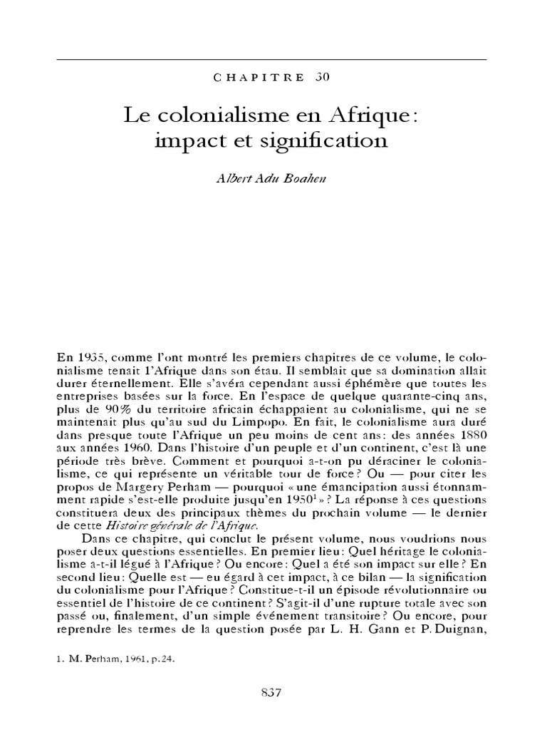 A. Adu BOAHEN - Colonialisme en Afrique - Impact Et Signification PDF | PDF | Afrique | Colonialisme