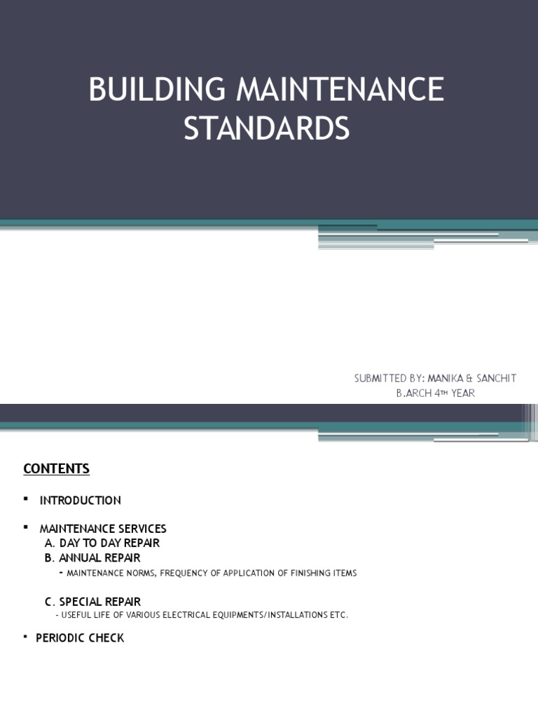 Building Maintenance Standards Overview | PDF | Electrical Wiring ...