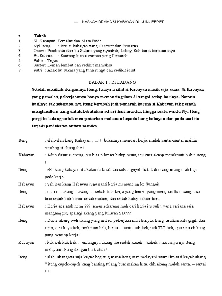 Naskah Drama Si Kabayan Dukun Jebret | PDF