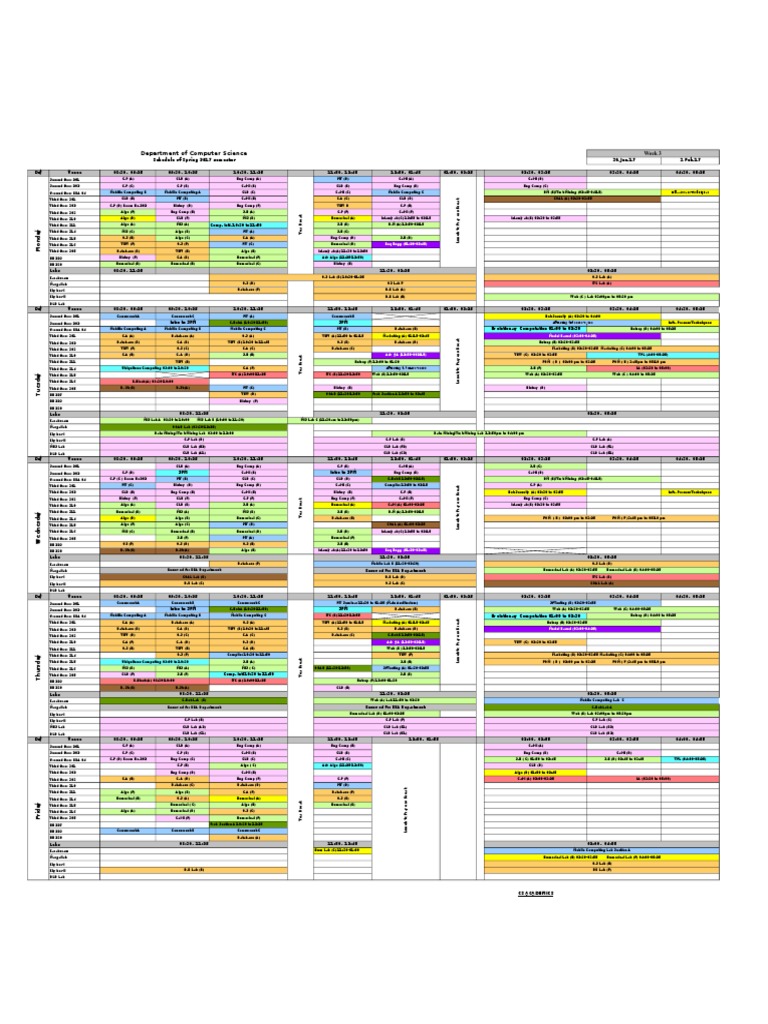 Department of Computer Science Week 3: Schedule of Spring 2017 Semester ...