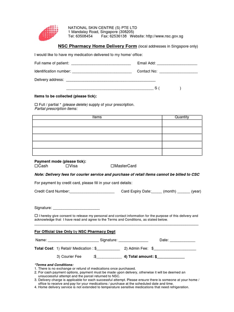 Pharmacy Home Delivery Form v4 | PDF
