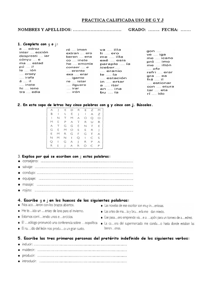 Ortografía de G Y J | PDF