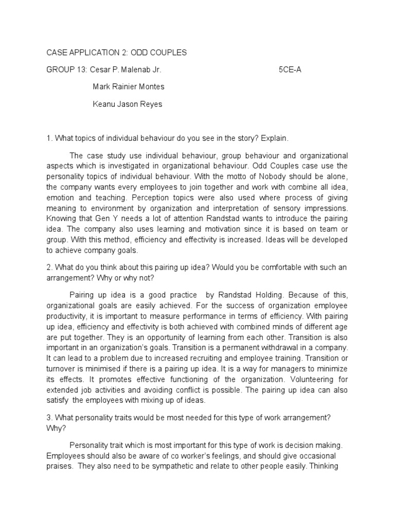 Case Application 2 | PDF | Goal | Perception