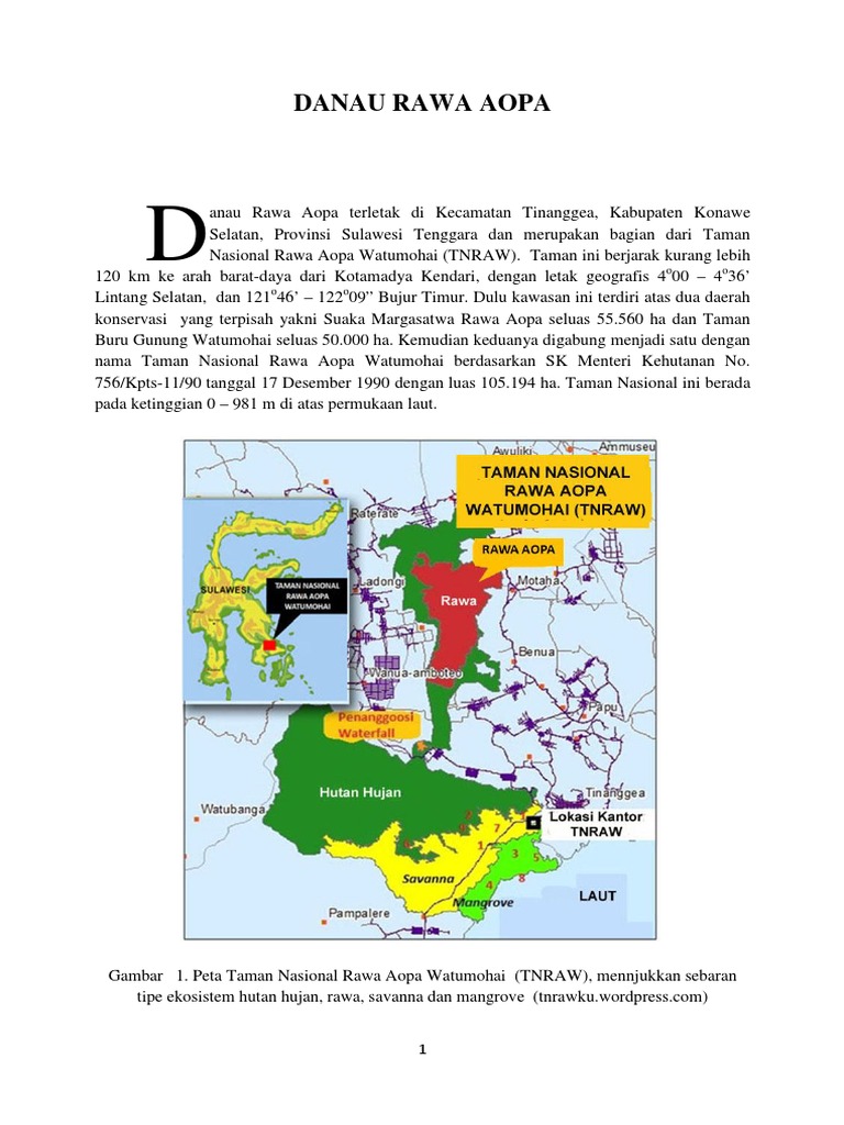 Peta Taman Nasional Rawa Aopa Watumohai | PDF | Griya & Taman | Sains ...
