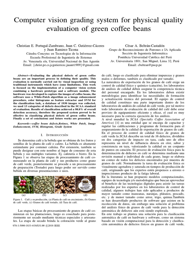 Computer Vision Grading System For Physical Quality Evaluation Of Green