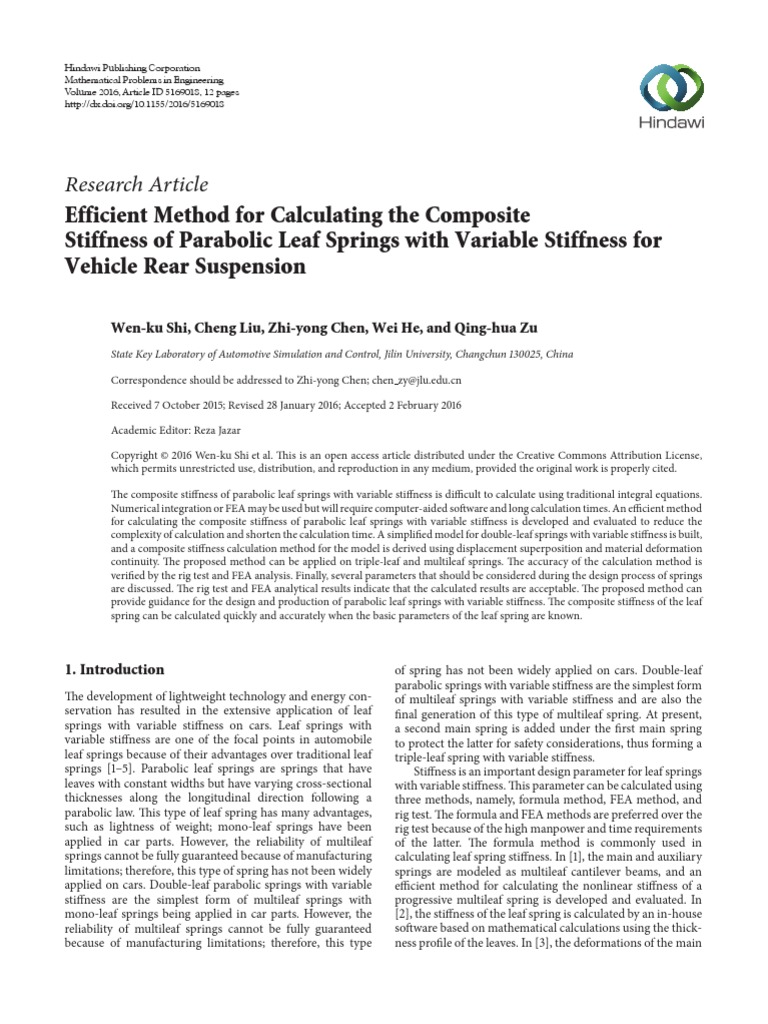 Multi Stage Parabolic Leaf Spring Pdf Finite Element Method Mathematical Analysis