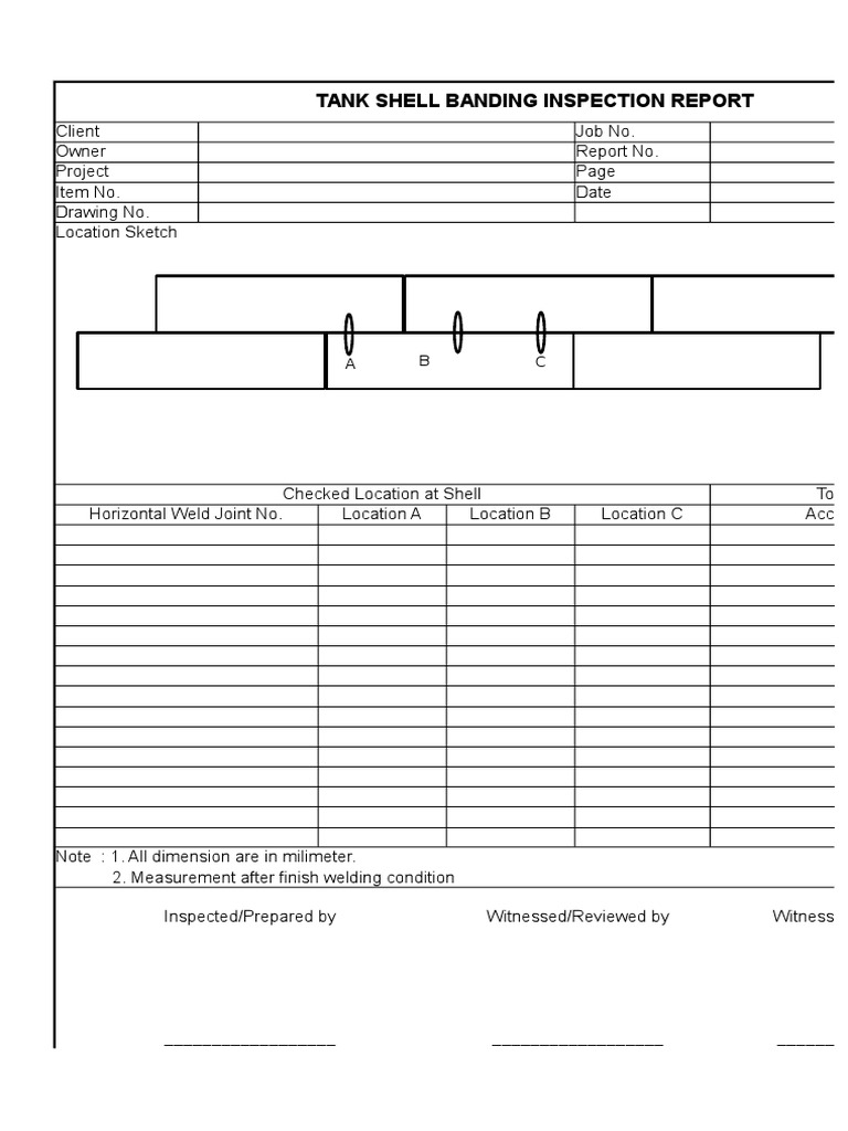 Tank Shell Banding Inspection Report | PDF