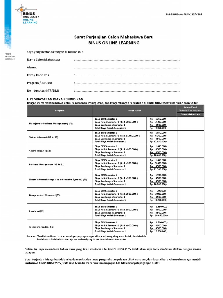 Surat Perjanjian Program Online Learning | PDF