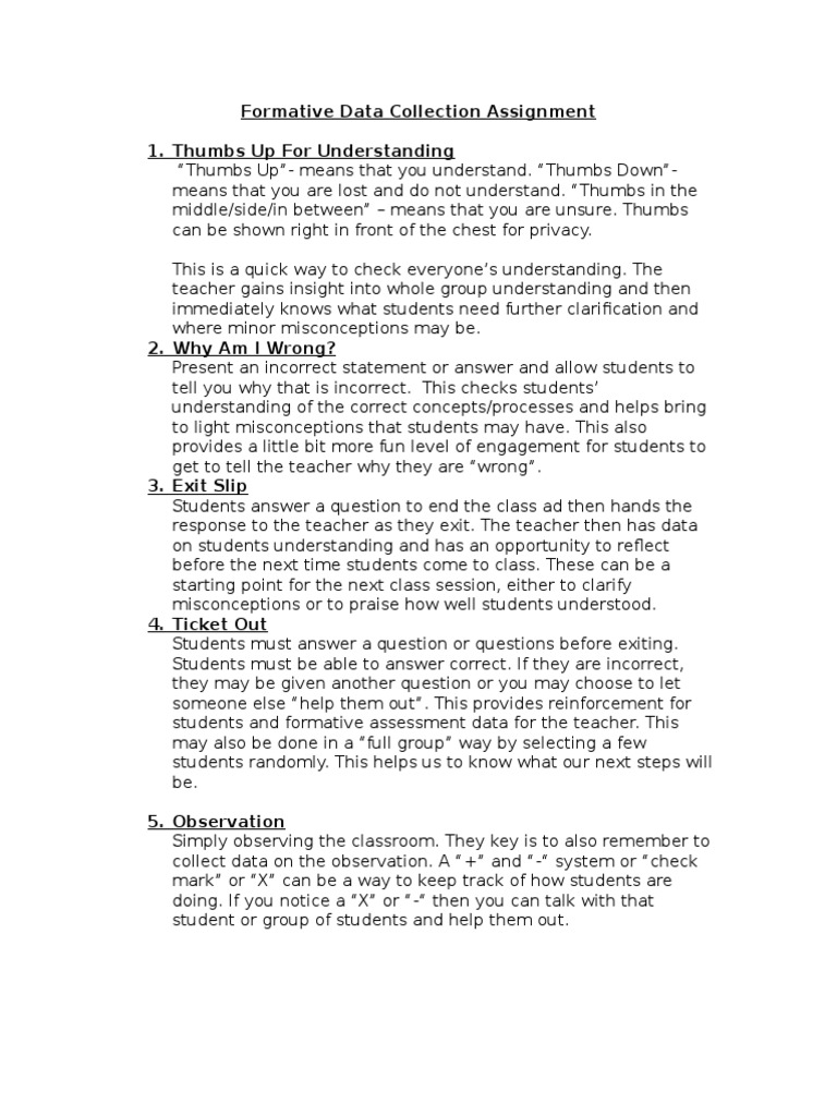 Formative Data Collection Assignment | PDF