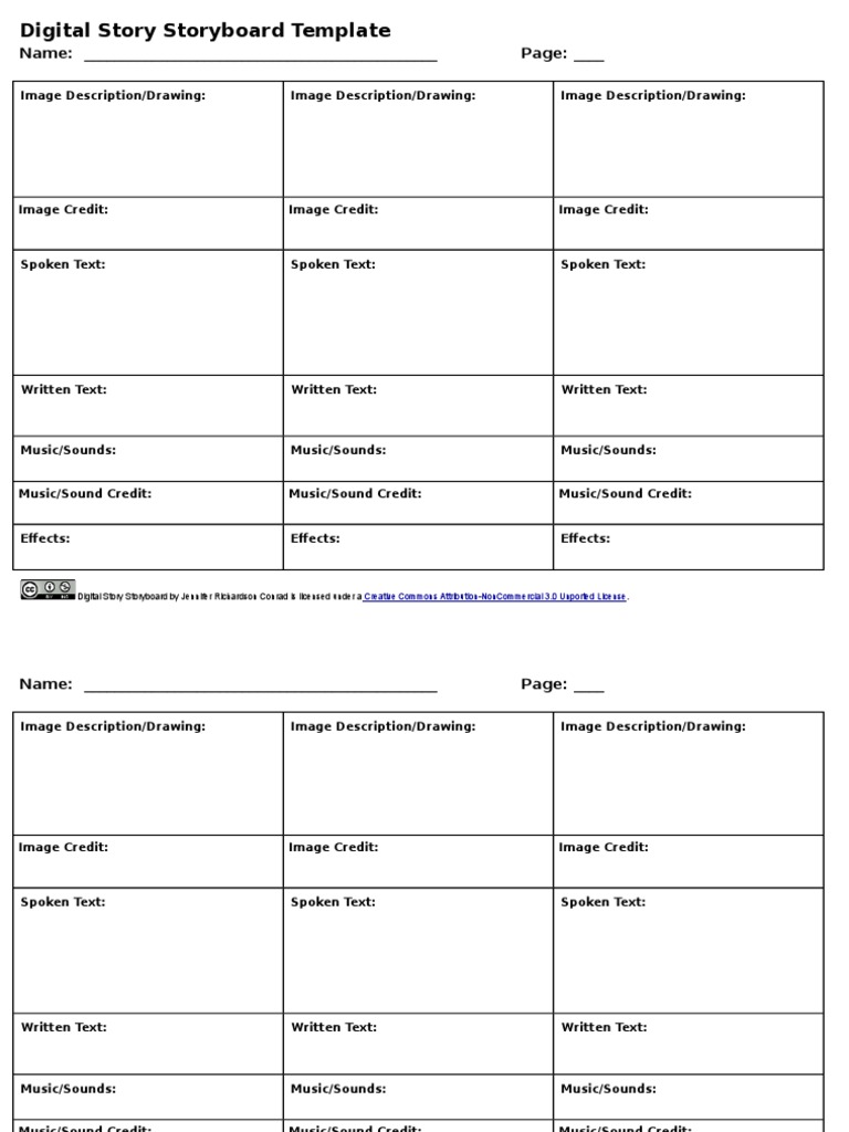 Digital Story Storyboard Template: Name: - Page | PDF