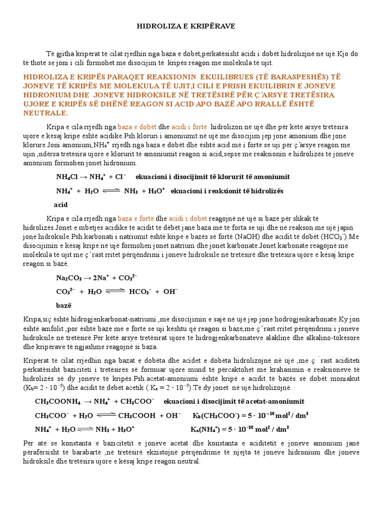 Hidroliza e Kripërave | PDF