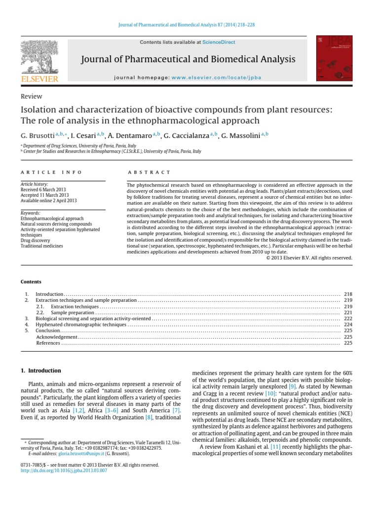 Isolation And Characterization Of Bioactive Compounds From Plant