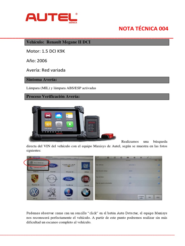 Nota Tecnica 4, Renault Megane II - Autel Iberica | PDF | Negocios