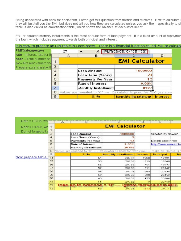 EMI Calculator | PDF | Time Value Of Money | Discounting
