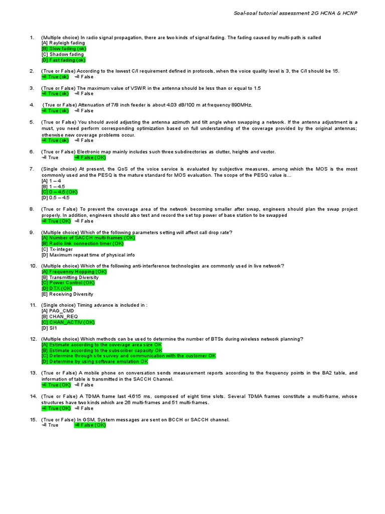 Tutorial Soal-Soal 2G Assessment HCNA HCNP | PDF | General Packet Radio Service | Electronic ...