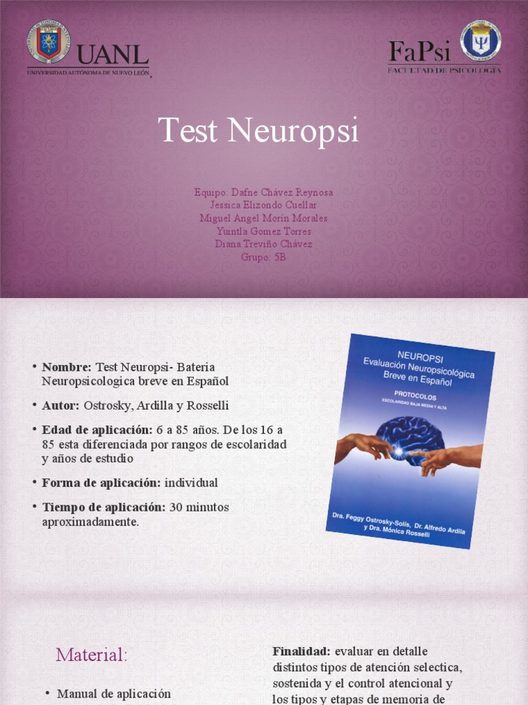Test Neuropsi | PDF | Asunto (gramática) | Memoria
